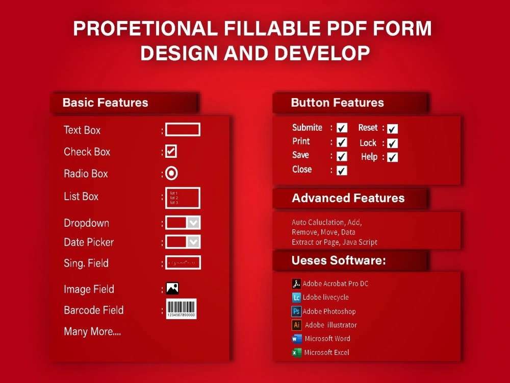Fillable PDF form, Acrobat Pro DC form Interactive Editing PDF Dynamic ...