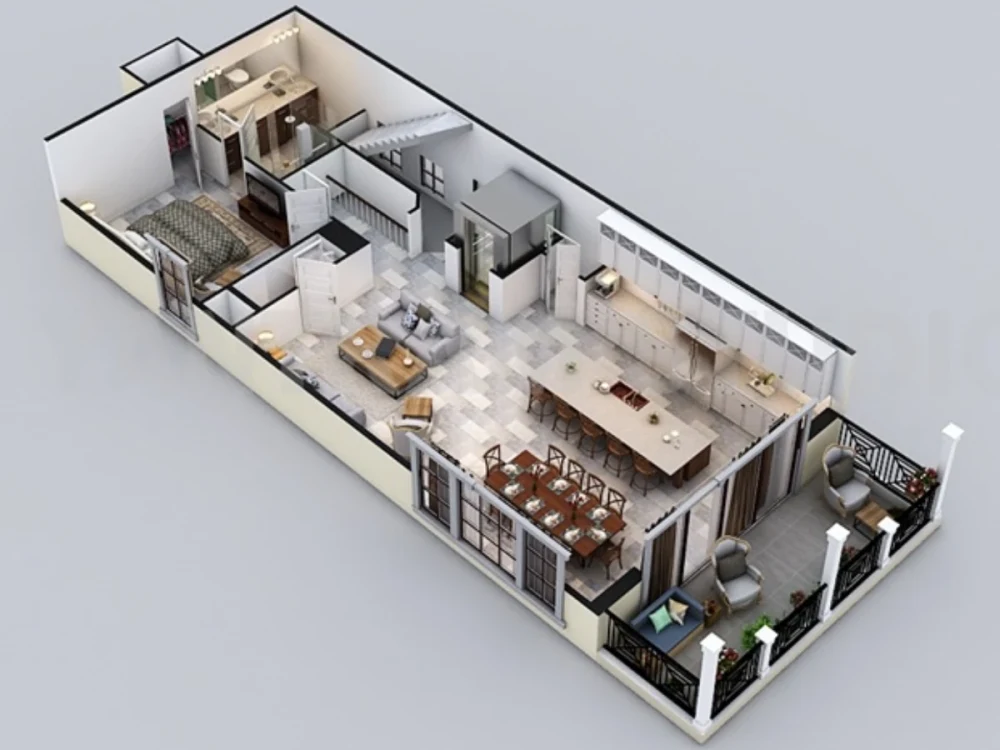 Realistic 3d floor plan with interior, exterior for real estate | Upwork