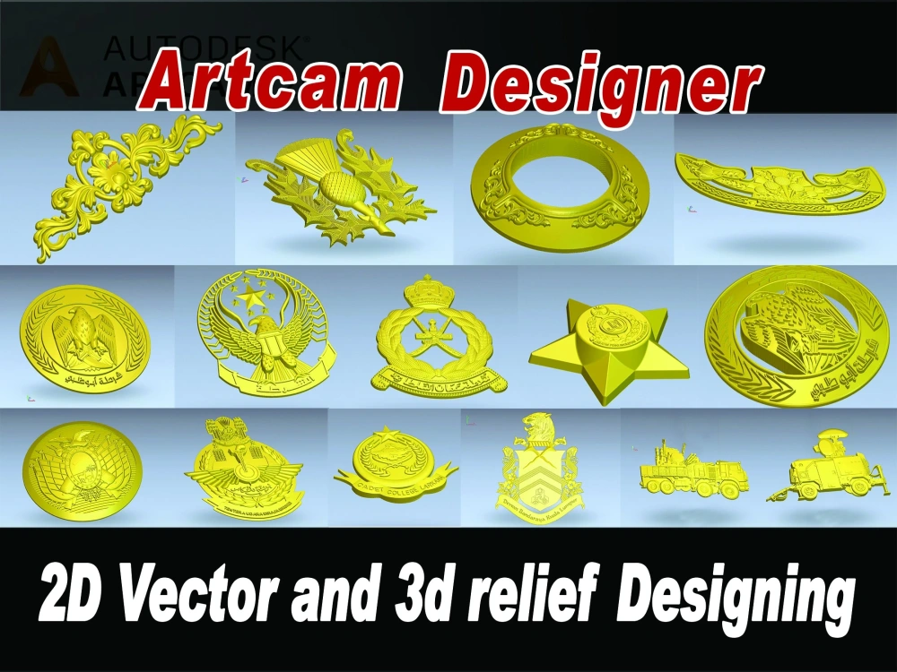Do 3d relief and 2d vector designing for cnc machining in artcam | Upwork