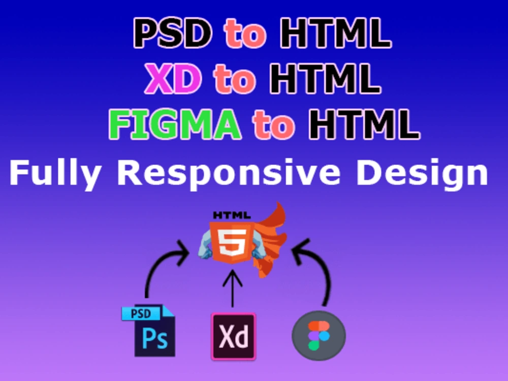 Xd - figma - pdf - psd to html, bootstrap responsive web design | Upwork