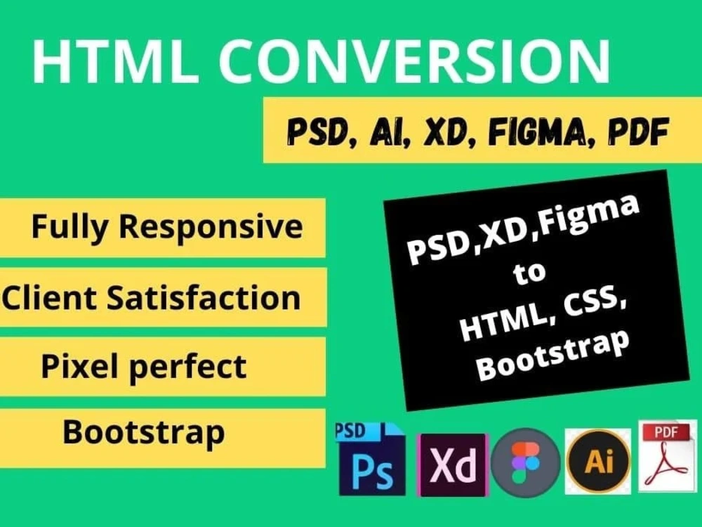 Xd - figma - pdf - psd to html, bootstrap responsive web design | Upwork