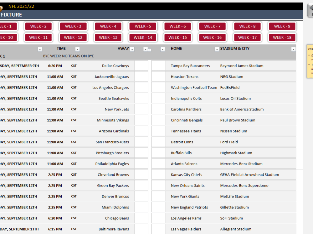 NFL dashboard Season 2021 | Upwork