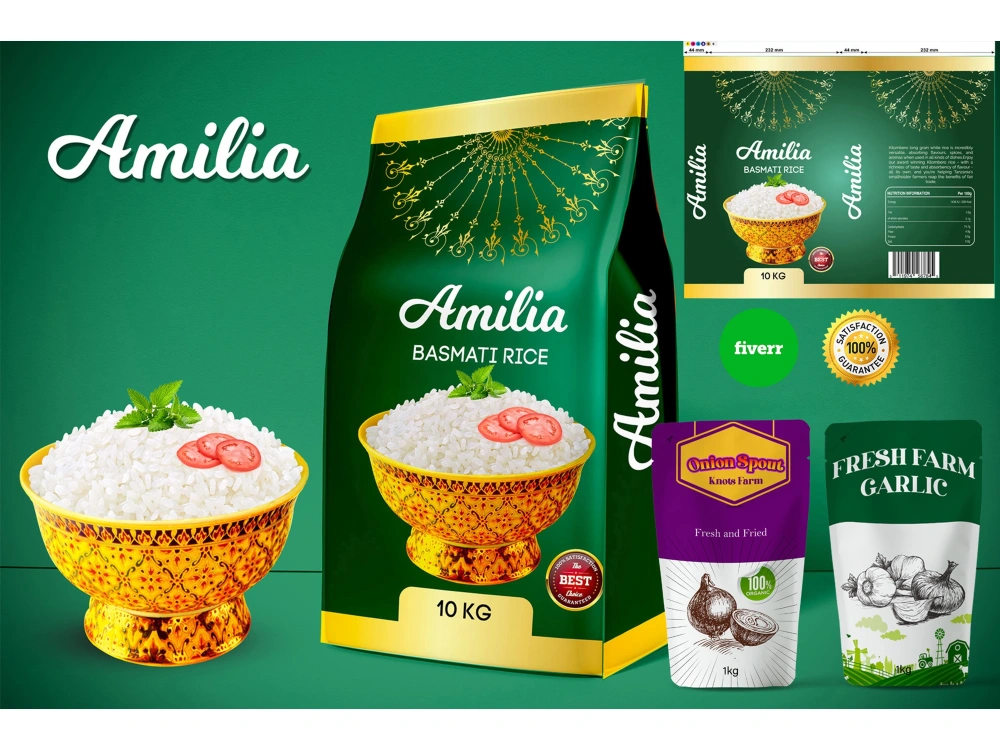 Custom packaging design or label design and rice packaging for your ...