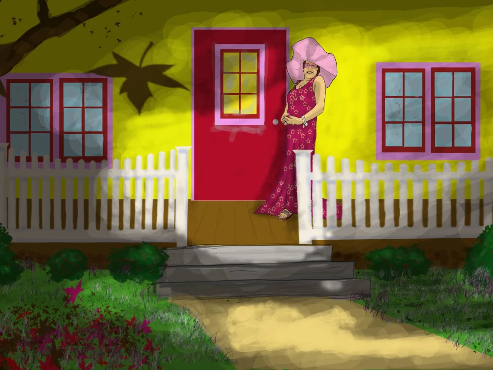 A creative illustration of characters in a scene that tells a story ...