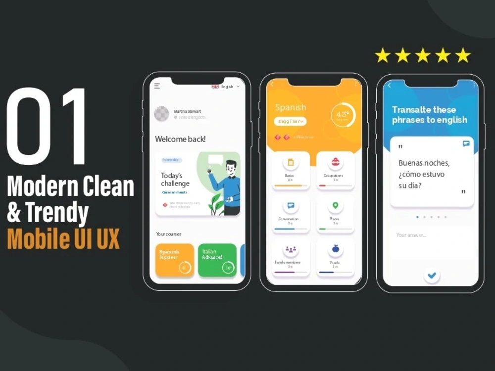 Modern clean mobile app UI UX design in xd, figma | Upwork