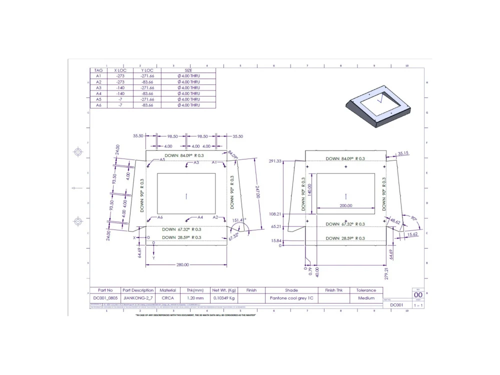 Sheet metal design including weldment, technical drawing file. | Upwork
