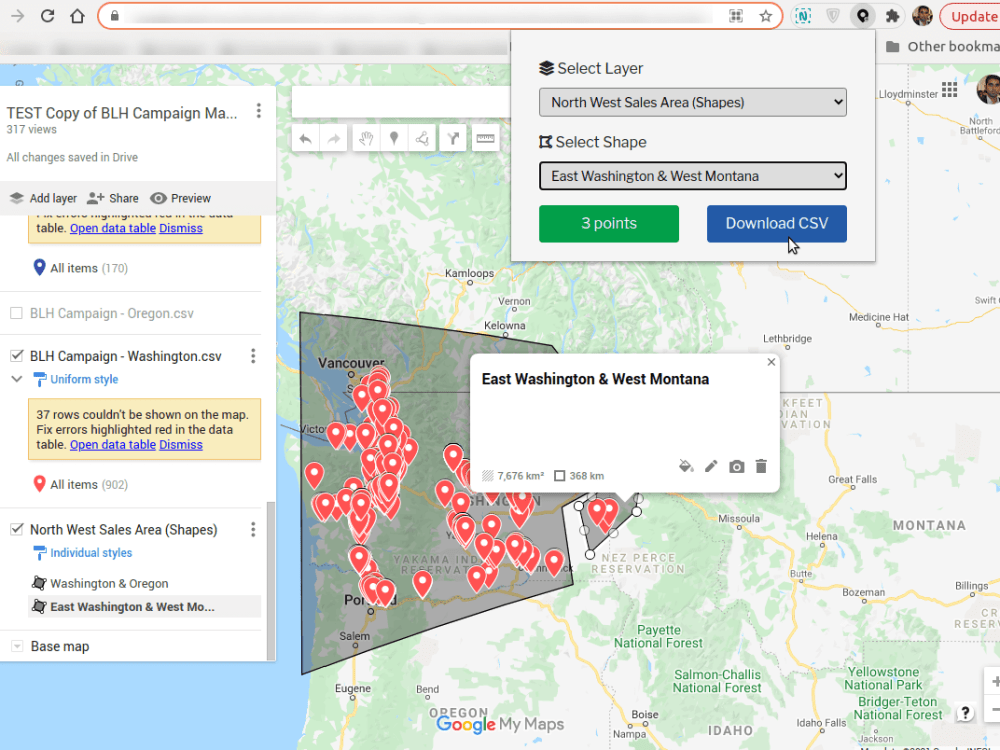 Google Map Markers Exported to a Spreadsheet Using a Browser Extension | Upwork