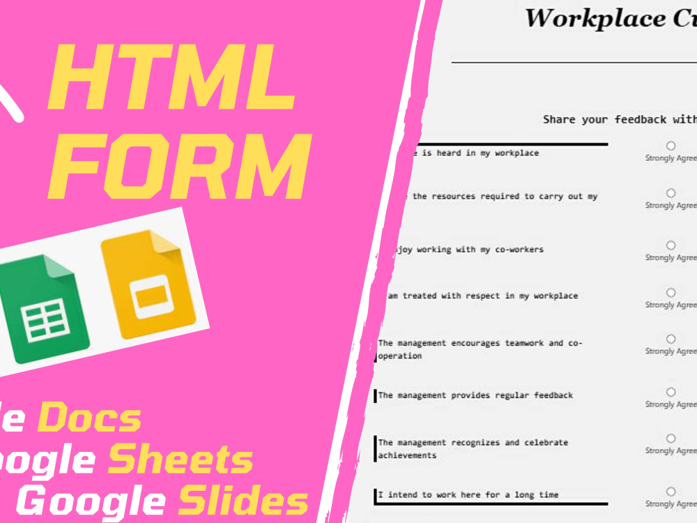 An HTML form connected to Google Sheet or Google Docs or Gmail | Upwork