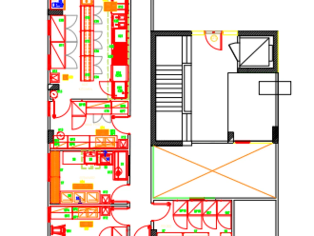 Commercial Kitchen Equipment Layout With MEP drawings / 3D Rendering ...