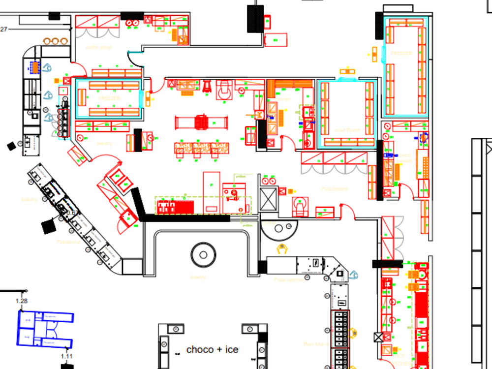 Commercial Kitchen Equipment Layout With MEP drawings / 3D Rendering ...
