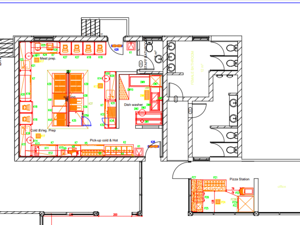 Commercial Kitchen Equipment Layout With MEP drawings / 3D Rendering ...