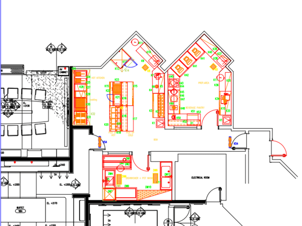 Commercial Kitchen Equipment Layout With MEP drawings / 3D Rendering ...