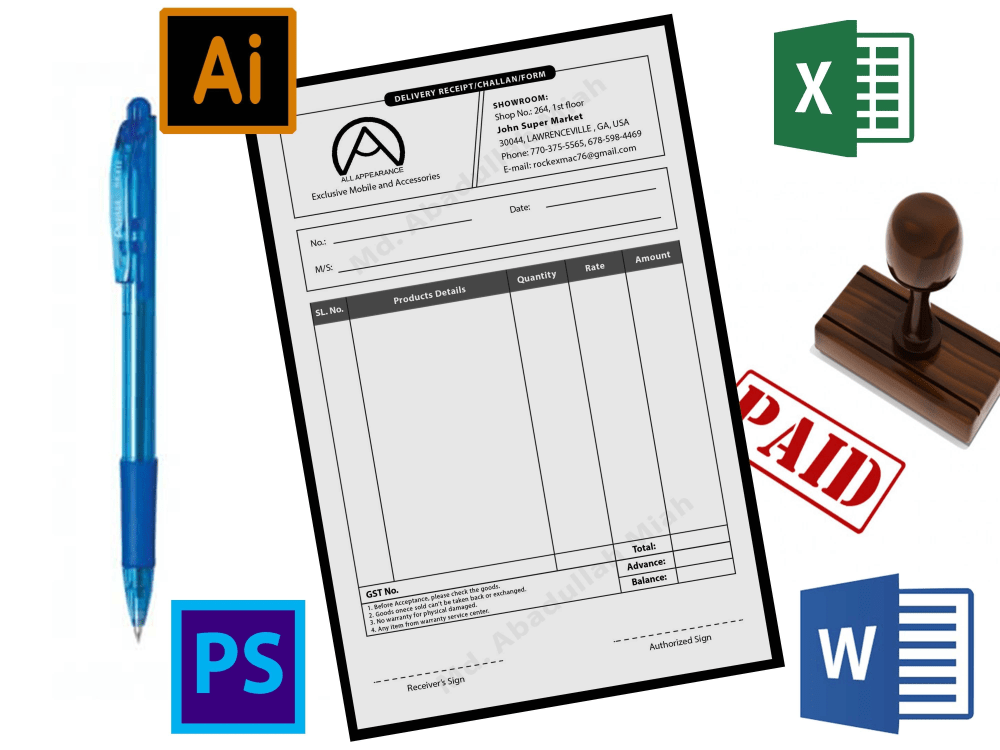 A modern, latest, professional invoice, receipt design | Upwork