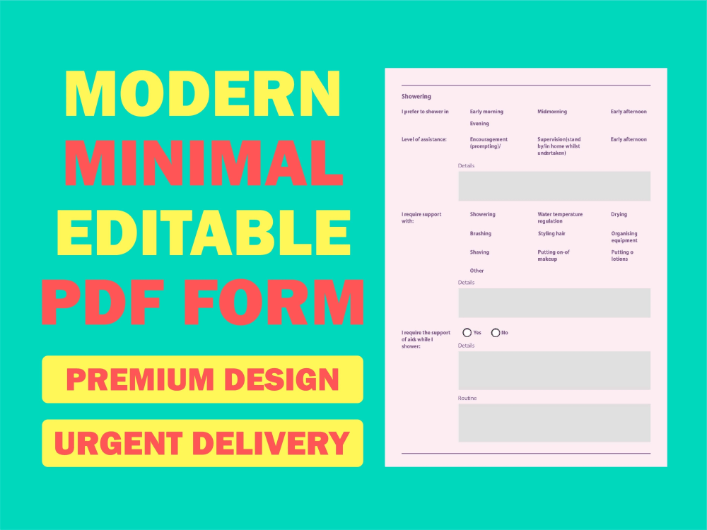 An attractive PDF fillable form design from scratch or from your files ...