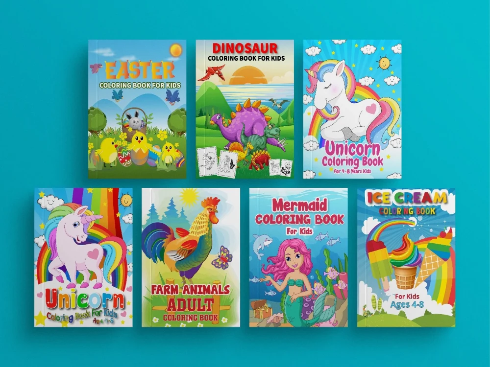 Awesome kids and adults coloring book cover design for your business ...