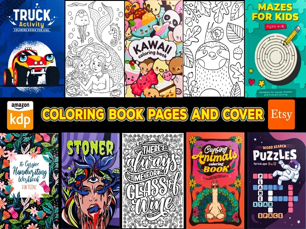 Coloring book pages and cover | Upwork