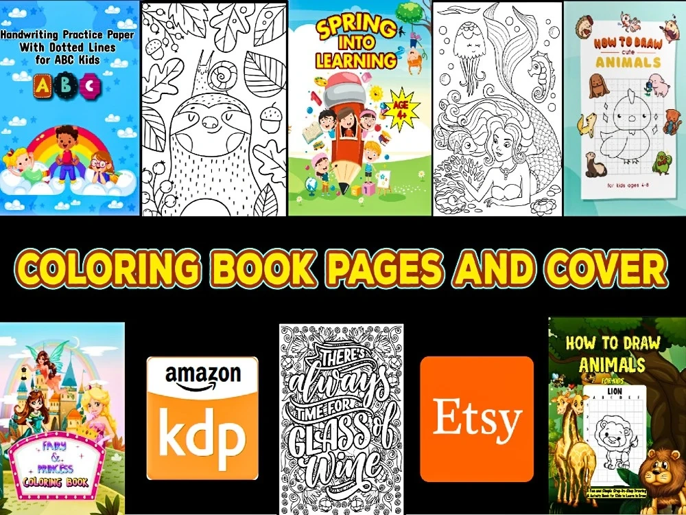Coloring book pages and cover | Upwork