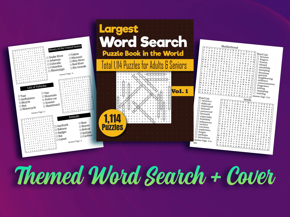 THEMED Word Search Puzzle Book for amazon KDP | Upwork