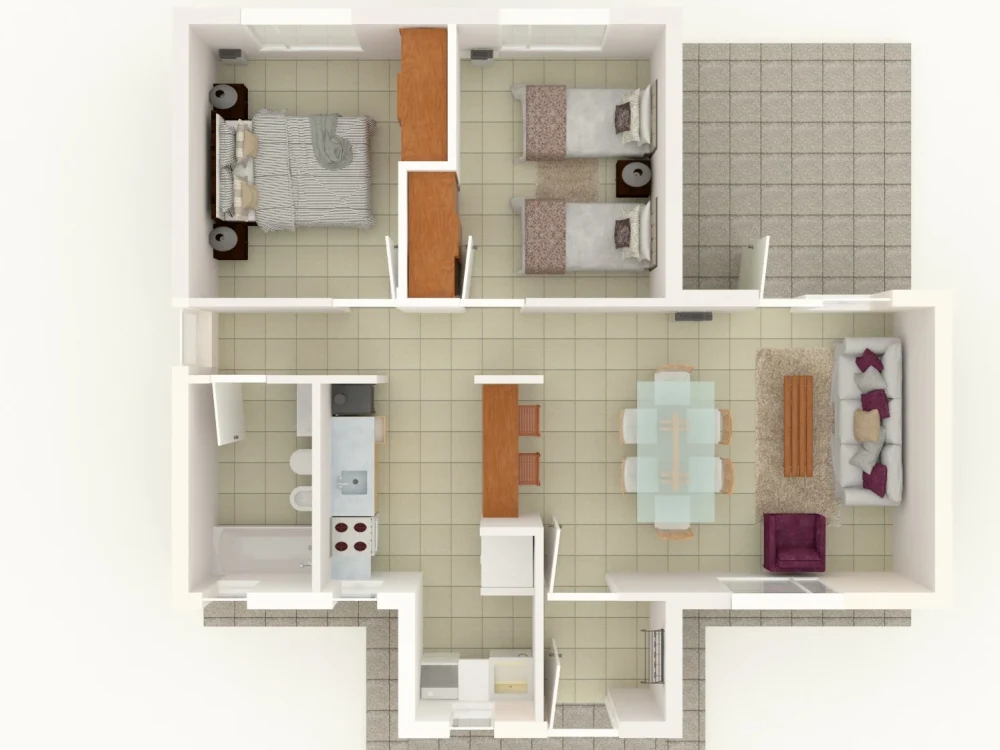 A 2D realistic floor plan and elevations, for real estate or marketing ...