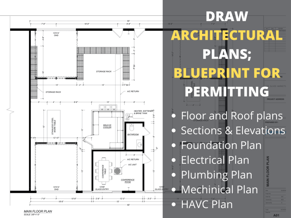 Architectural plans and blueprint drawings for permitting | Upwork