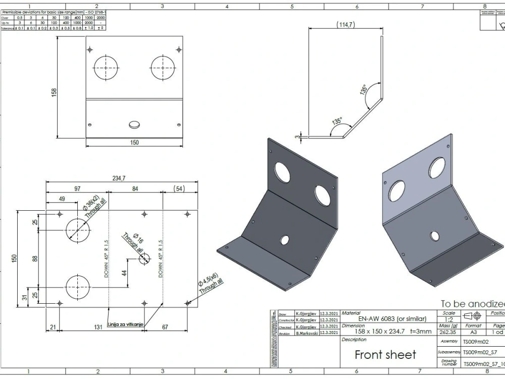 Prepared technical drawings for machining, sheet metal, and welding! | Upwork