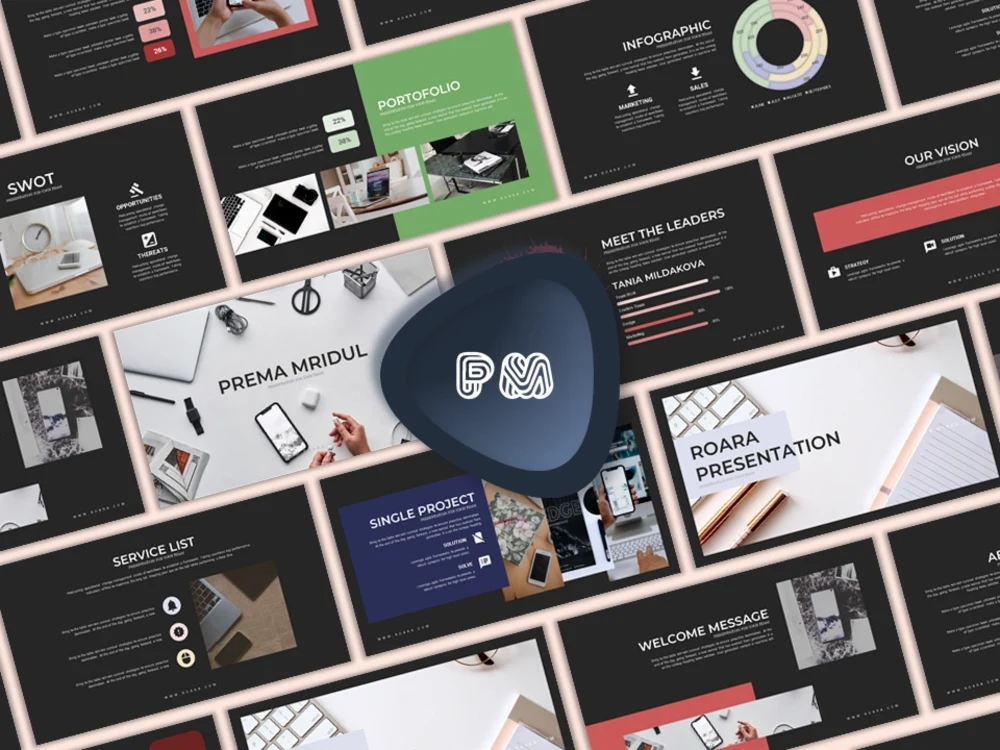 A Professional Powerpoint Pitch Deck with Master Template and Custom ...