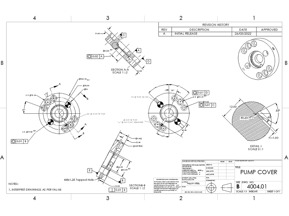 A professional 2D drawing of design for manufacture | Upwork