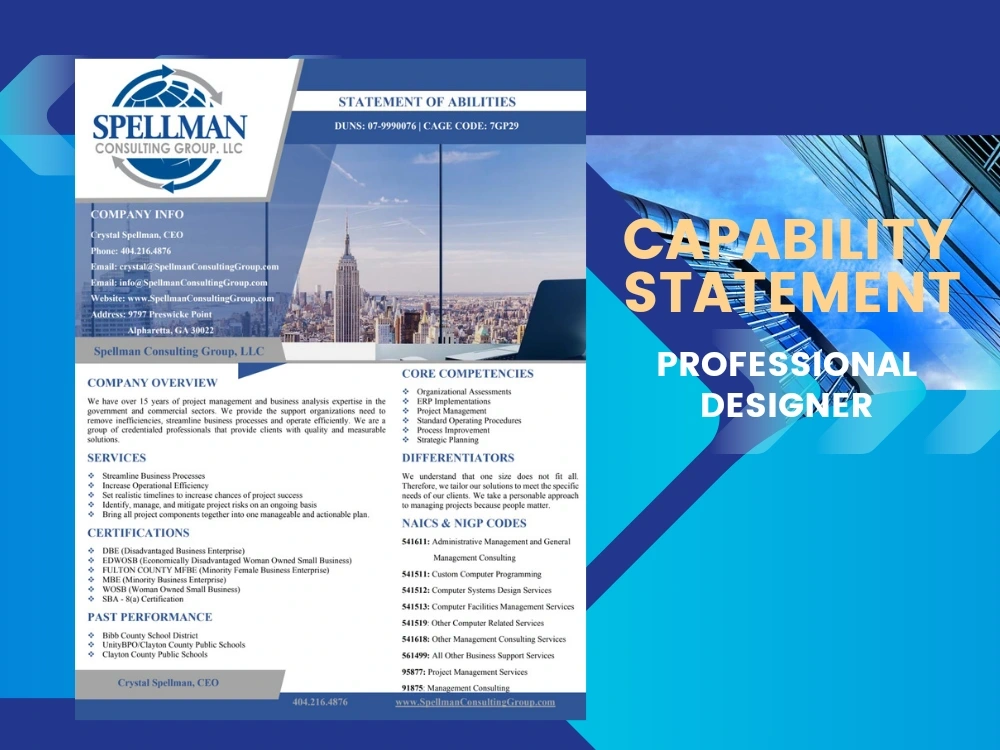 Professional Capability Statement design for your business. | Upwork