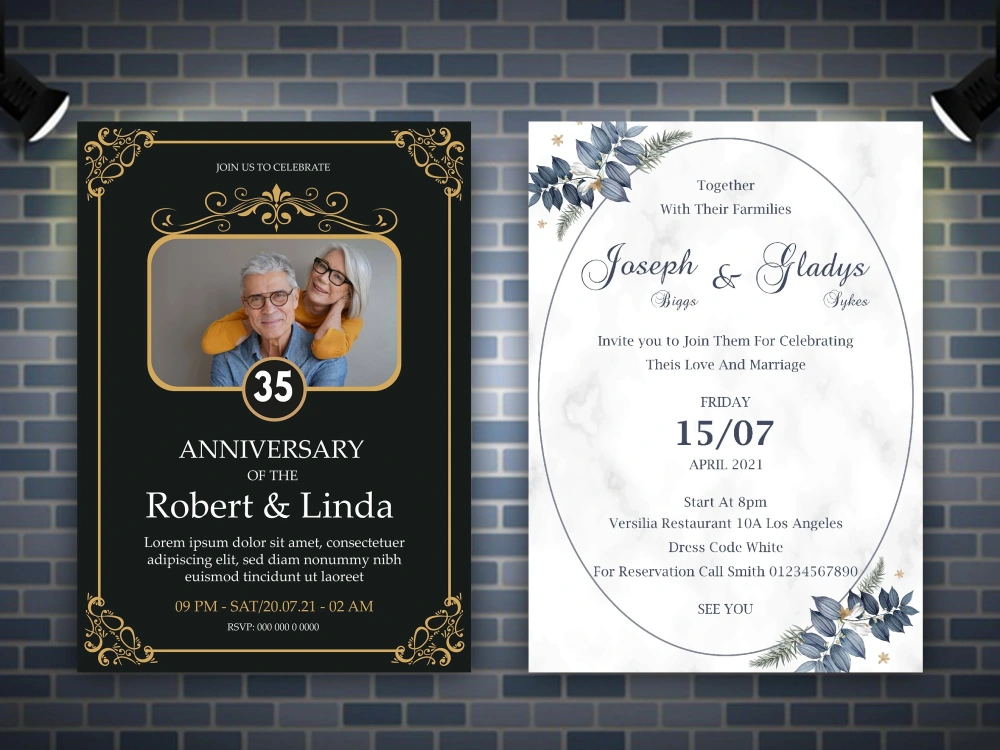 Wedding & birthday party or event poster, greeting invitation card ...
