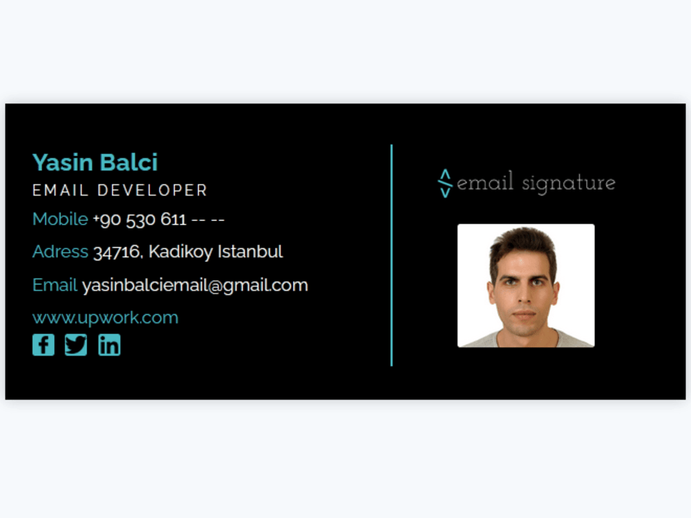 An HTML email signature template | Upwork
