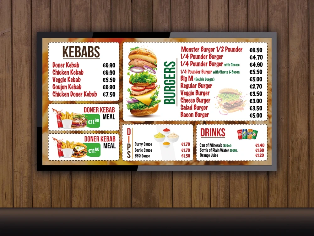Eye-catching Digital Food Menu Screens designed for restaurants | Upwork