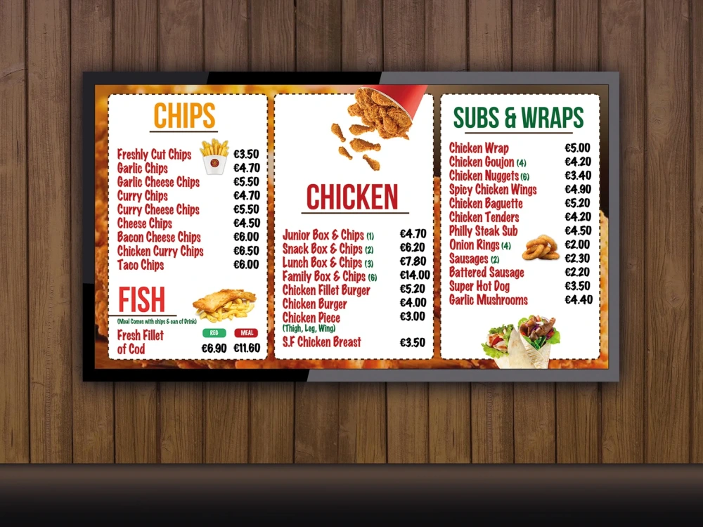 Eye-catching Digital Food Menu Screens designed for restaurants | Upwork