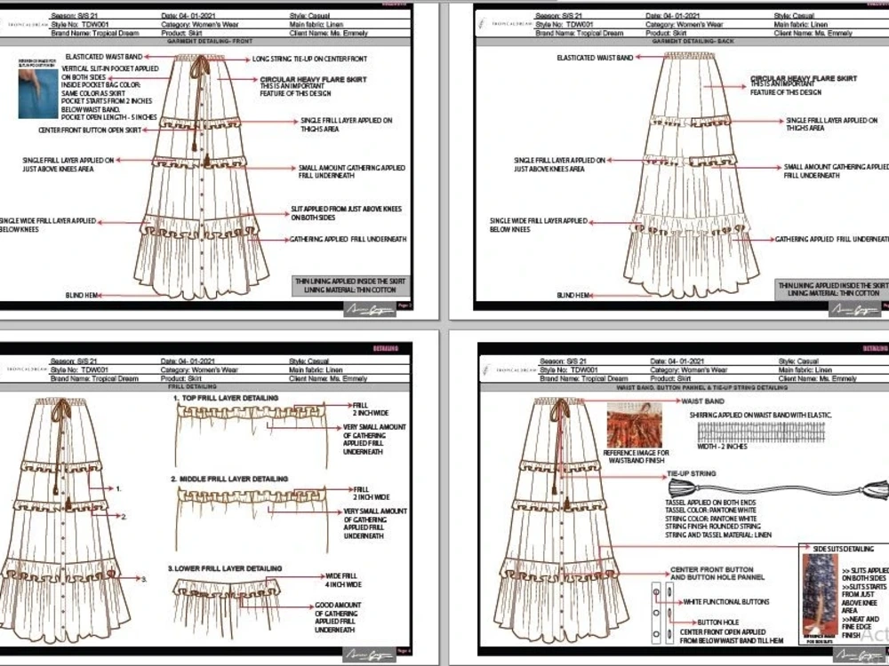 A full detailed Apparel techpack required for sampling/production | Upwork
