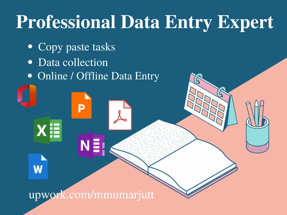 Data entry, typing, copy paste, excel, word, power point, notes, PDF ...