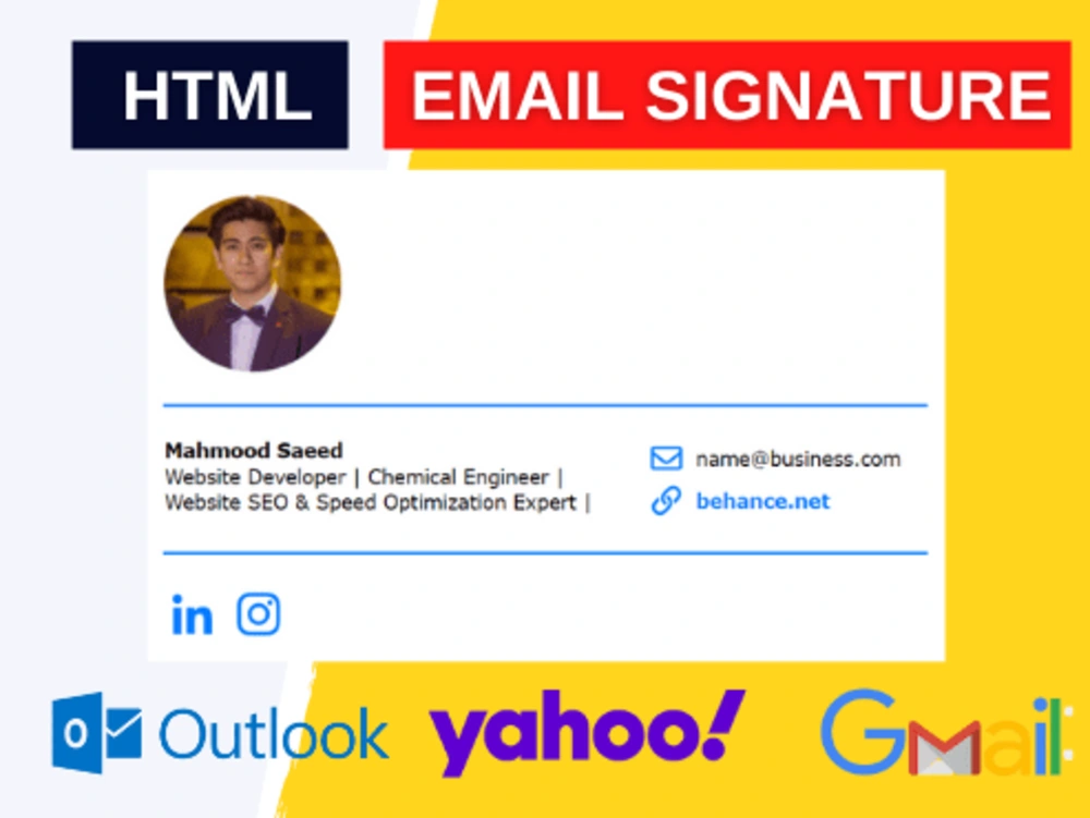 A clickable HTML email signature | Upwork