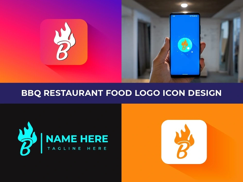 Amazing bbq,restaurant food app icon with logo design | Upwork