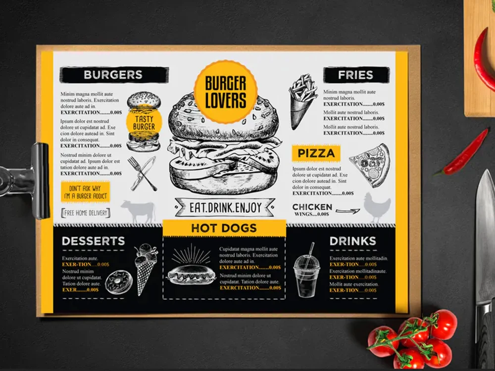 Modern food menu, restaurant menu card, flyer or brochure | Upwork