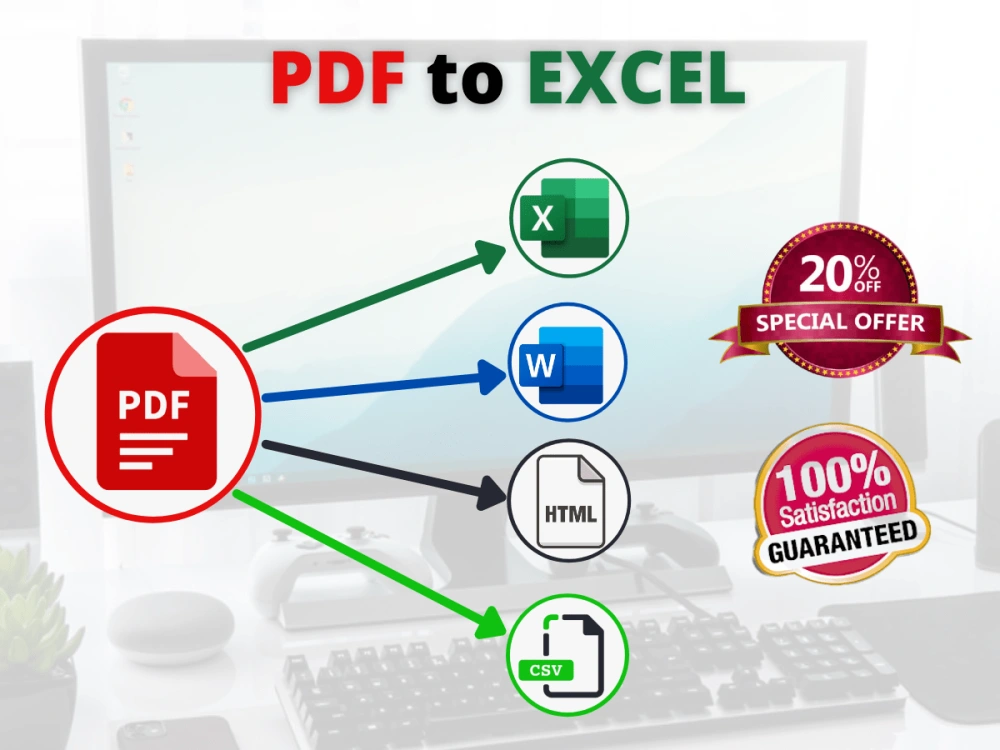 PDF to excel or csv convert instantly | Upwork