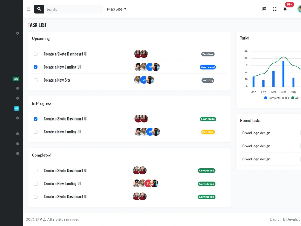 Dashboard admin template for your site | Upwork