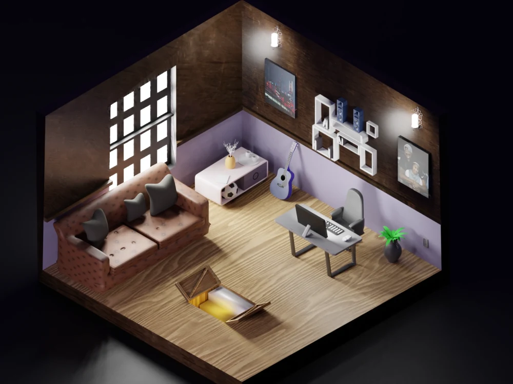 3D low poly room | Upwork