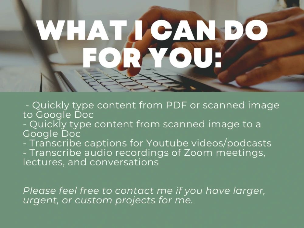 Accurate Fast Transcription/Typing of Your Work | Upwork