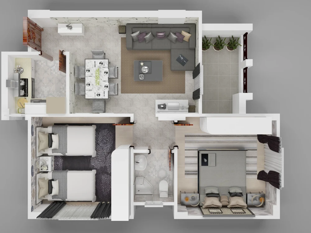A high quality 3D floor plan rendering | Upwork