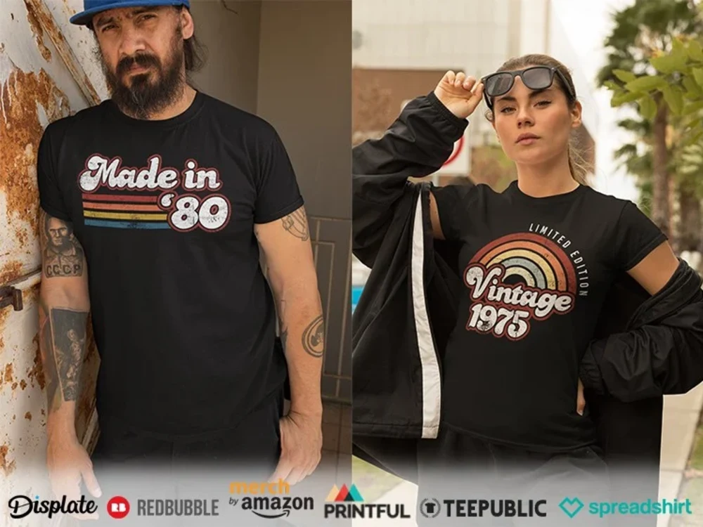 A custom scalable retro vintage t-shirt design for print on demand ...