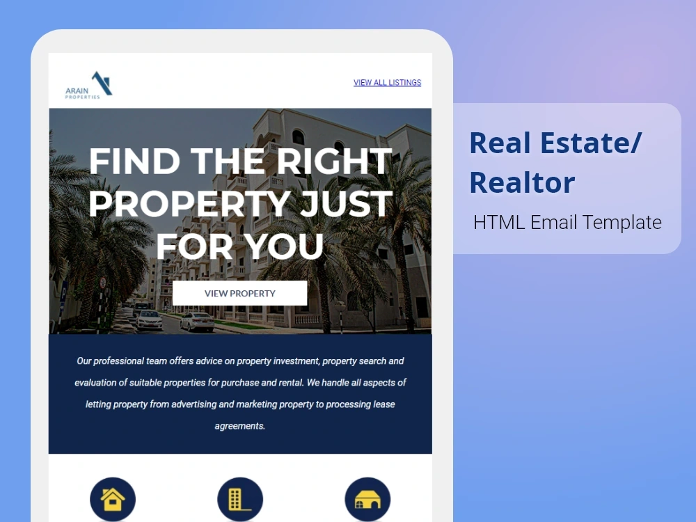 Responsive Email template in HTML for Realtors / Real Estate ...