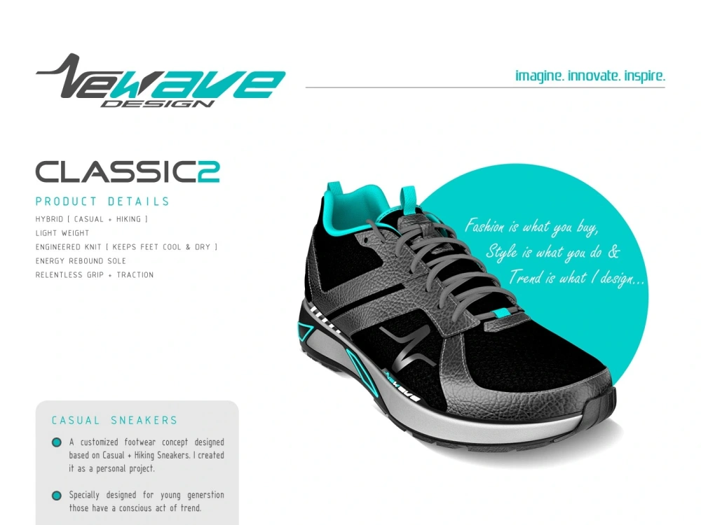 Trendy shoe/footwear design, 3D modelling/rendering and tech pack ...