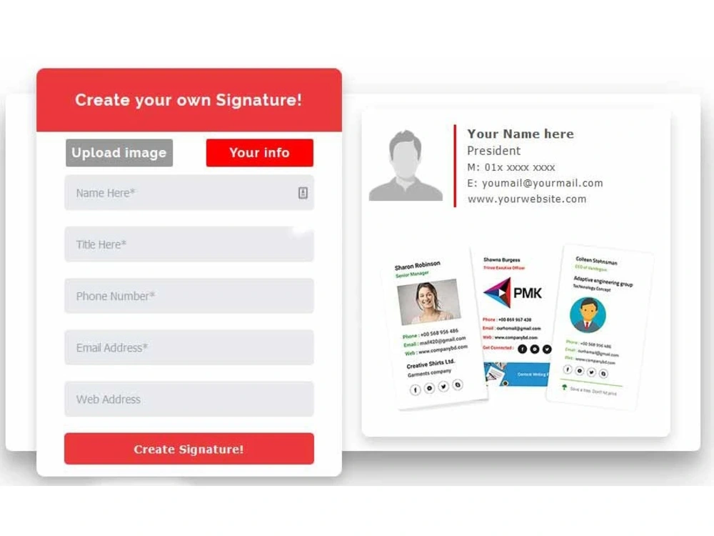 An HTML email signature generator for your team | Upwork