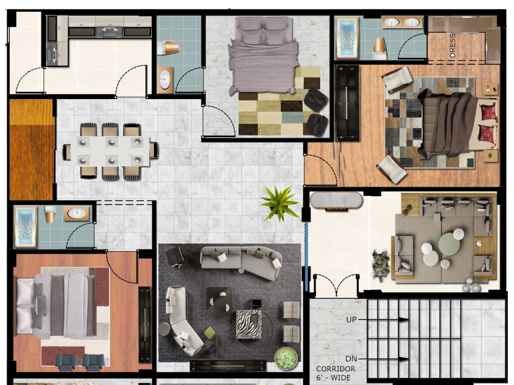Your floor plan Photoshop rendering for presentation | Upwork