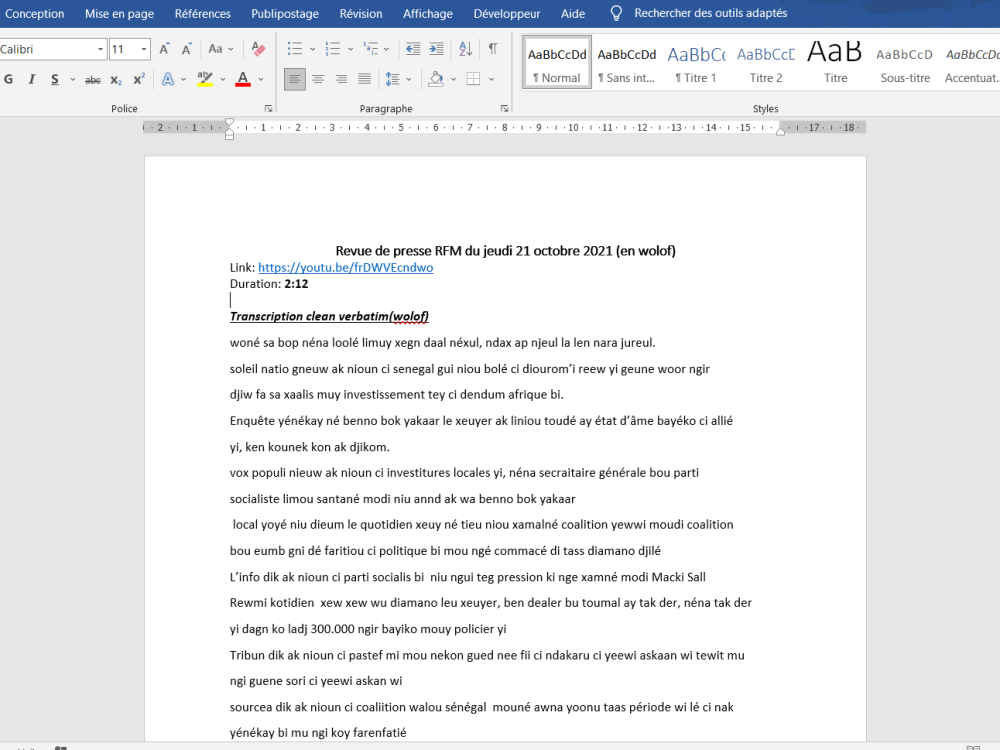 Transcription plus translation clean verbatim in french | Upwork