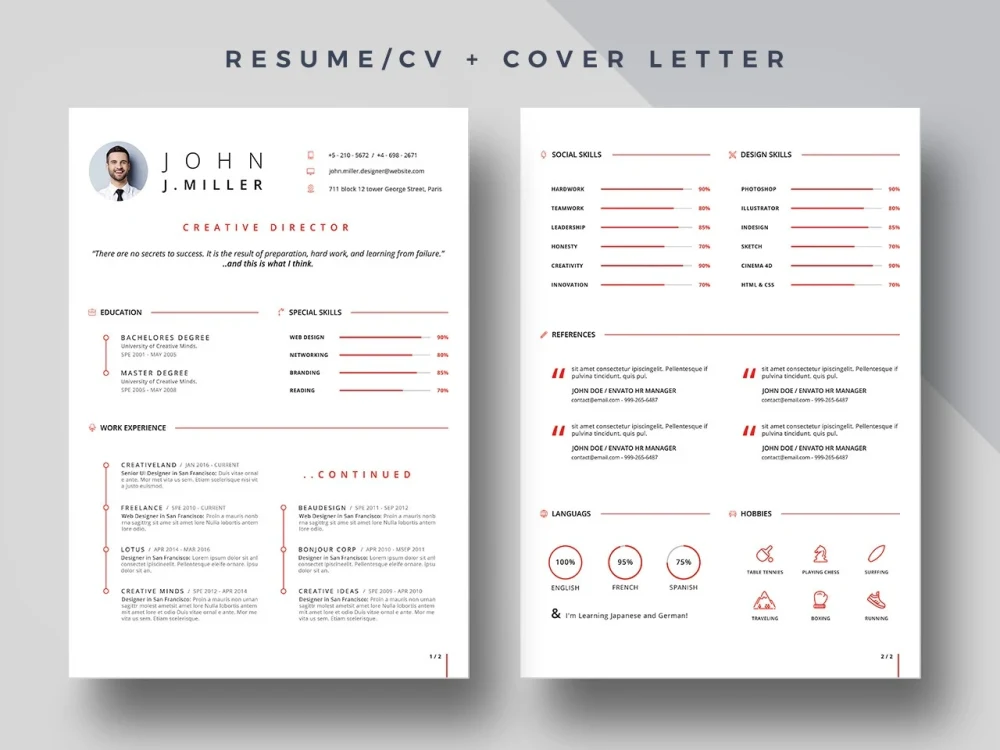 A modern and professional CV/Resume design template | Upwork