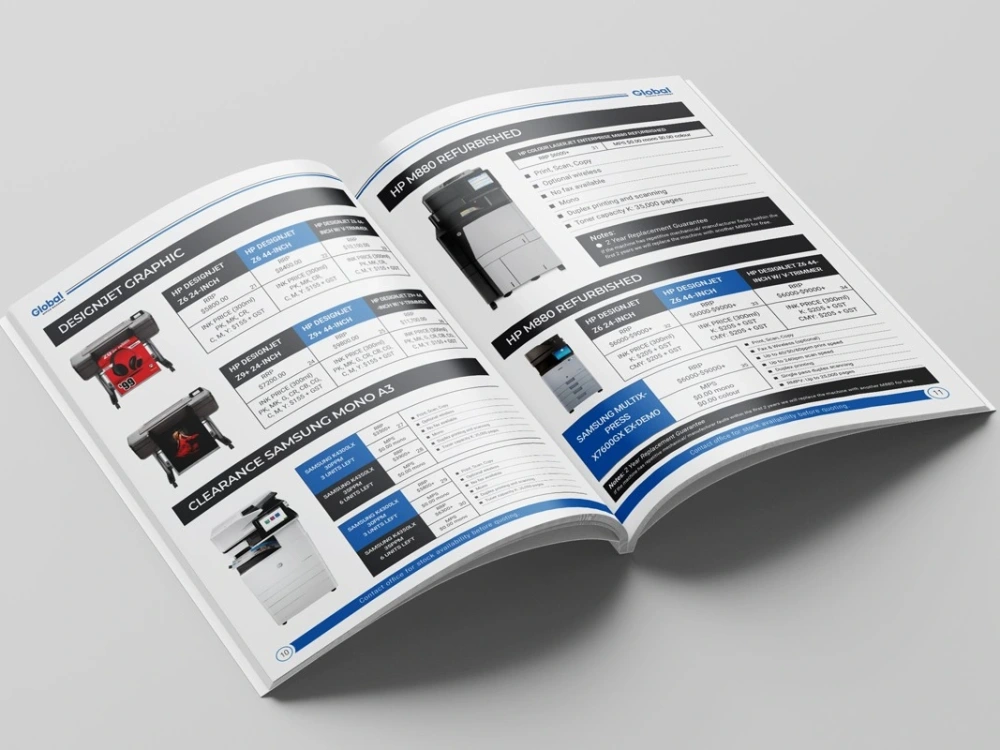 A product catalog, sell sheet, booklet or pricelist brochure design in ...